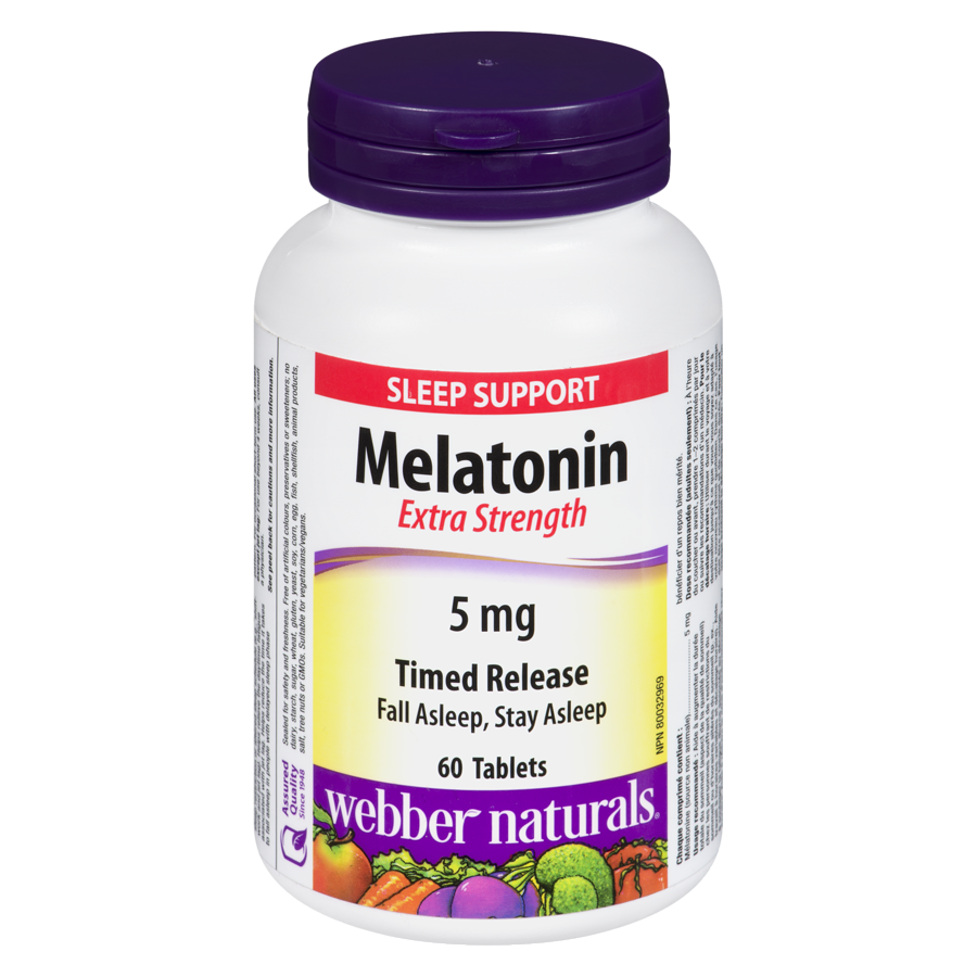 Webber Naturals Melatonin Extra Strength 5 mg Timed Release ...