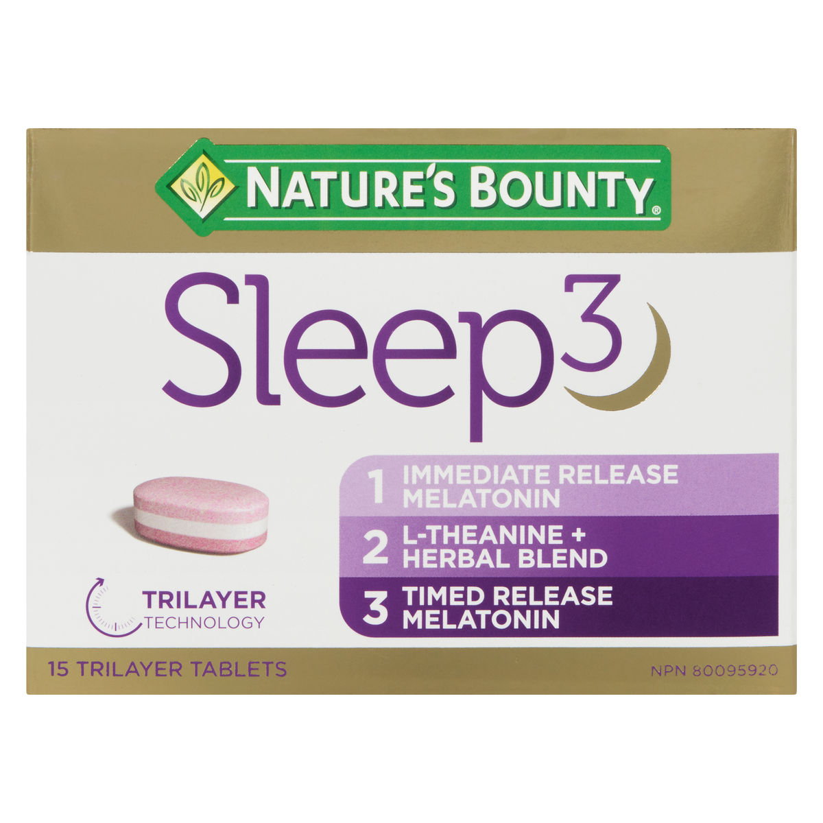 Nature's Bounty Sleep3 10 mg Melatonin 15 Trilayer Tablets ...