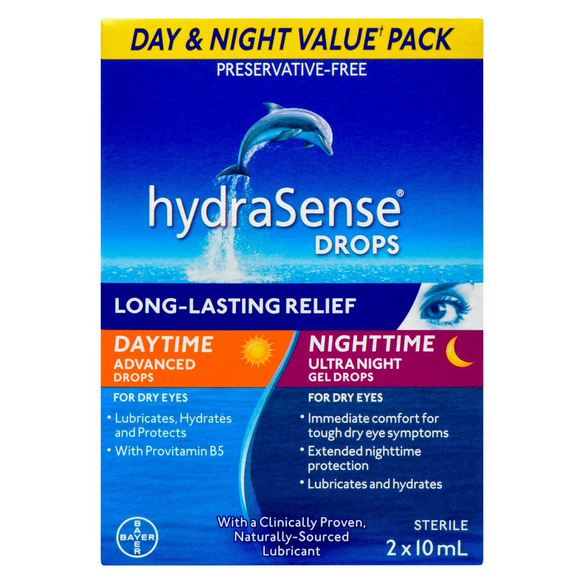 hydraSense Drops for Dry Eyes Day & Night Value Pack 2 x 10 ml ...
