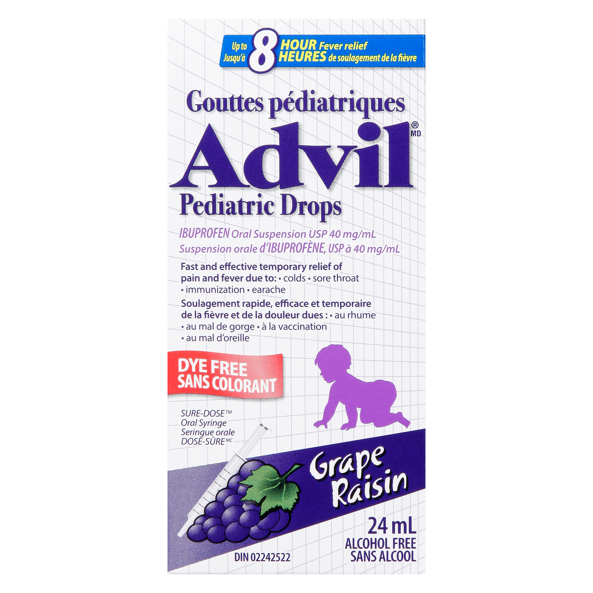 Advil Pediatric Drops Ibuprofen Oral Suspension USP 40 mg/ml Grape 24 ...
