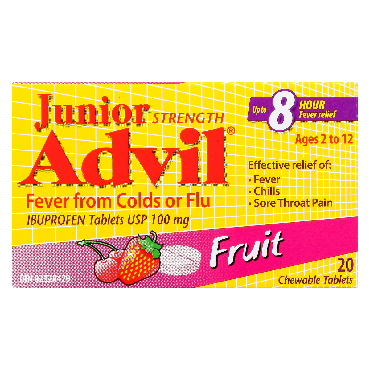 Advil Junior Strength Ibuprofen Tablets USP 100 mg Fruit Ages 2 to 12 ...