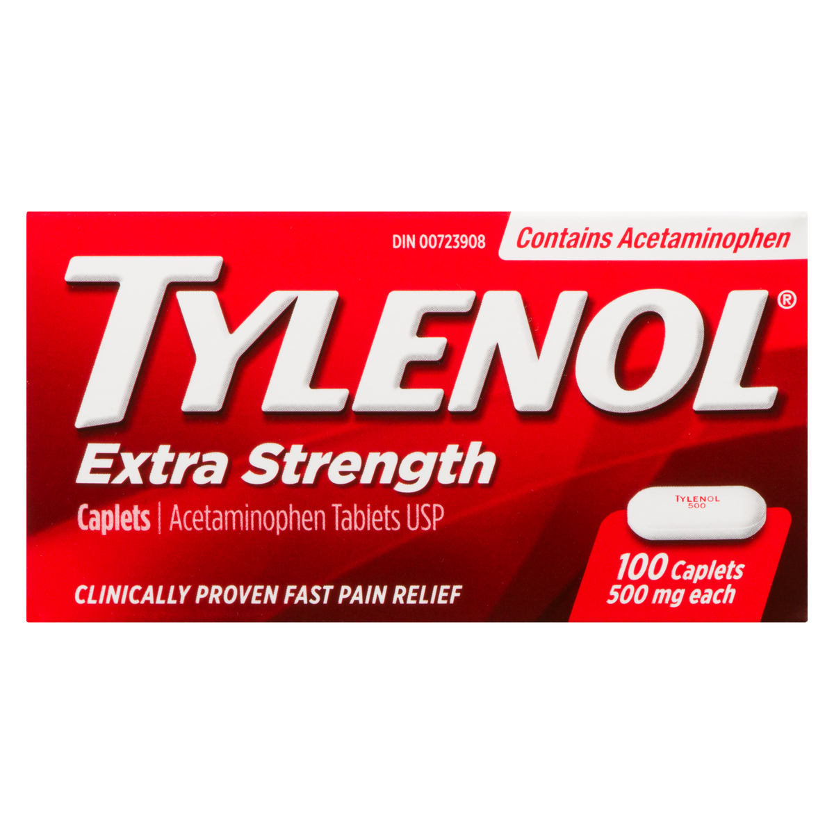 Tylenol Acetaminophen Tablets USP Extra Strength 500 mg Each 100 Caple ...