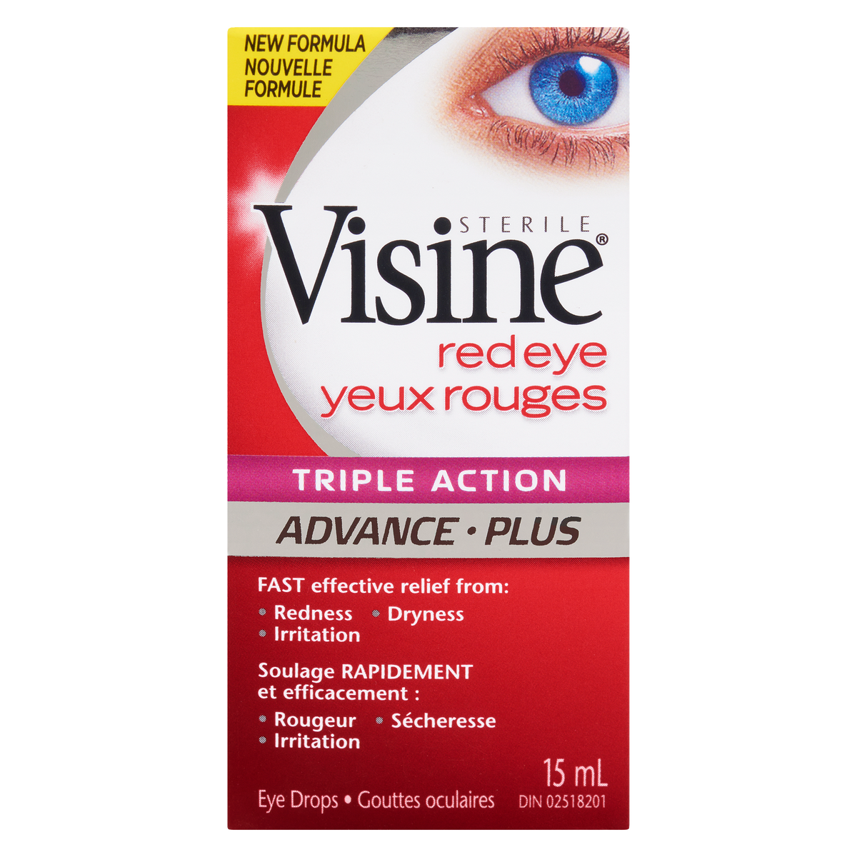 Visine Eye Drops Sterile Red Eye Triple Action Advance 15 ml ...