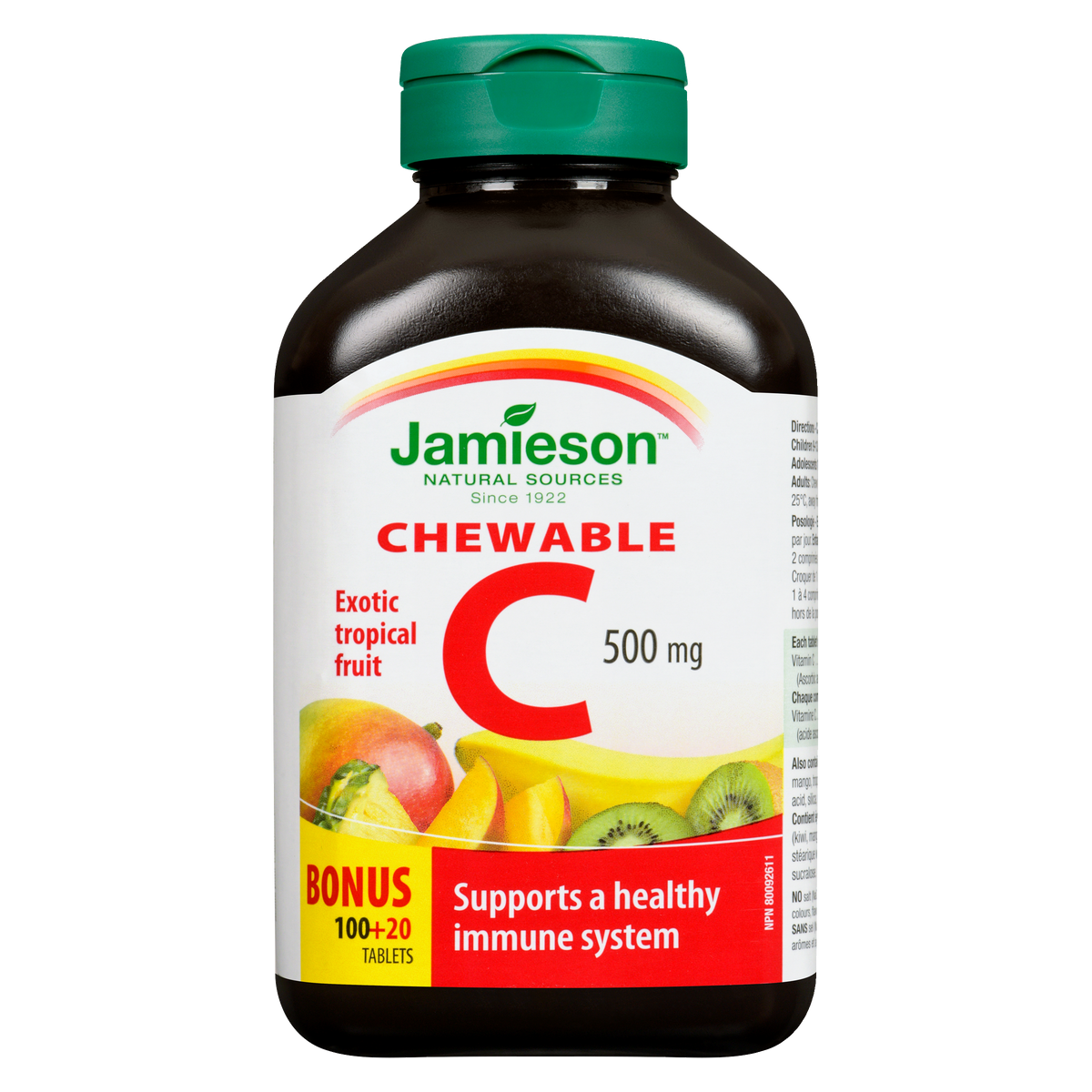 Jamieson Chewable Exotic Tropical Fruit C 500 mg 100+20 Tablets ...