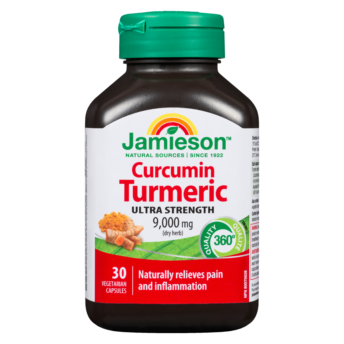 Jamieson Curcumin Turmeric Ultra Strength 9,000 mg Dry Herb 30 Vegetar ...