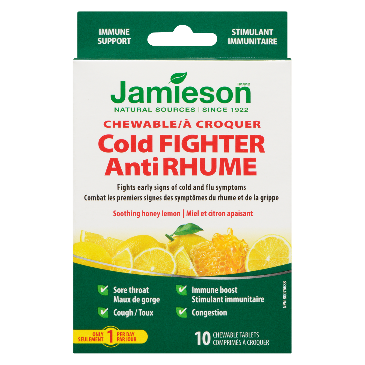 Jamieson Chewable Cold Fighter Soothing Honey Lemon 10 Chewable Tablet ...
