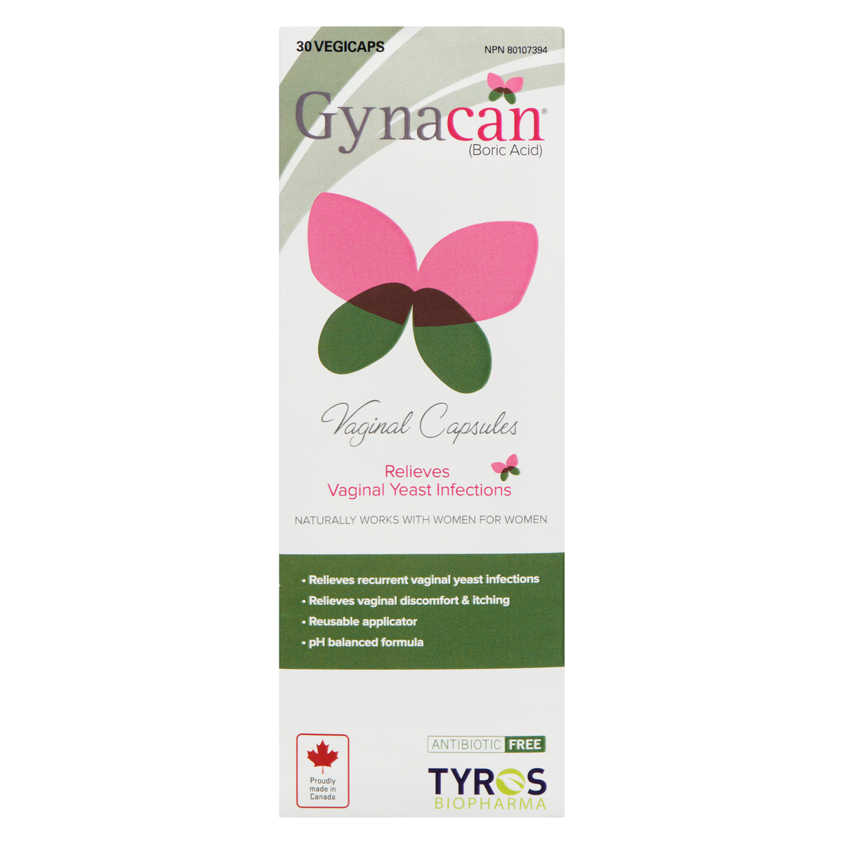 Tyros Biopharma Gynacan Vaginal Capsules 30 Vegicaps — GreenShield ...