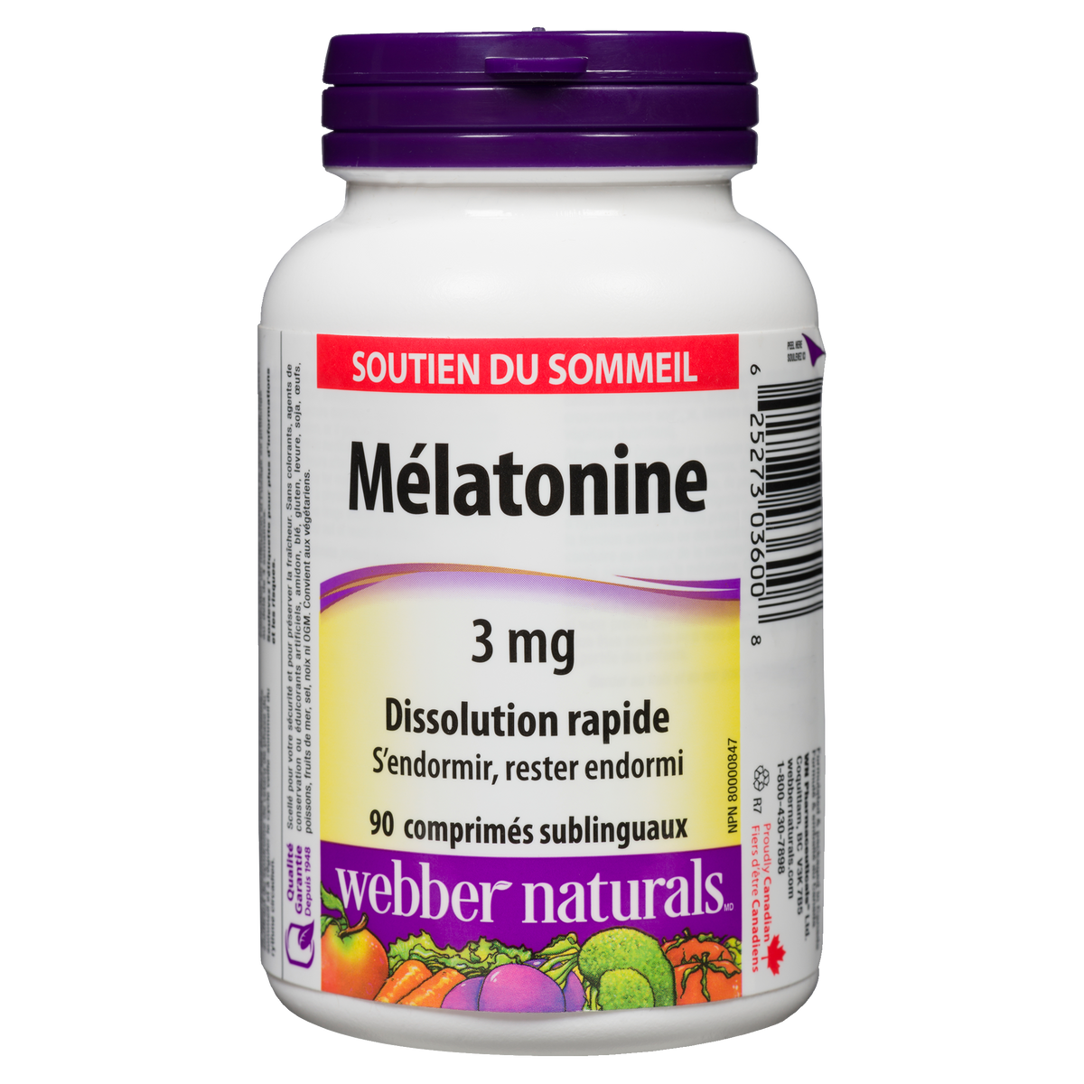 Webber Naturals Sleep Support Melatonin 3 mg 90 Sublingual Tablets ...
