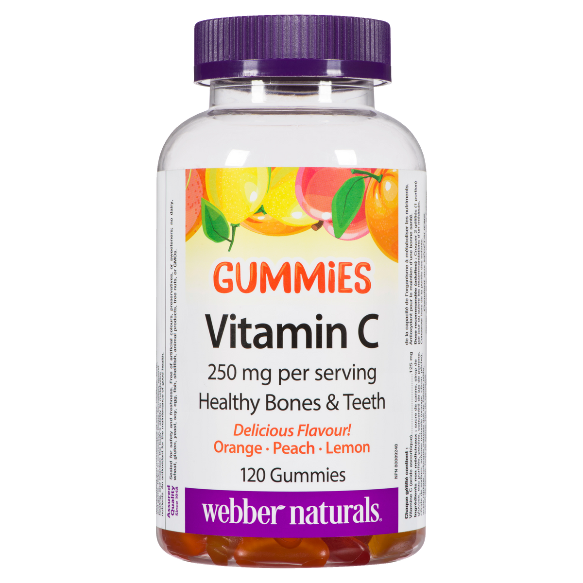 Webber Naturals Gummies Vitamin C Orange, Peach, Lemon 120 Gummies ...