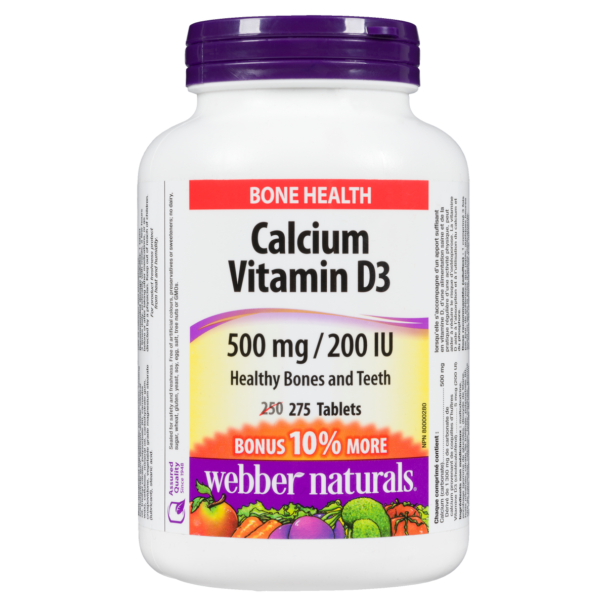 Webber Naturals Calcium Vitamin D3 500 mg / 200 IU x 275 Tablets ...