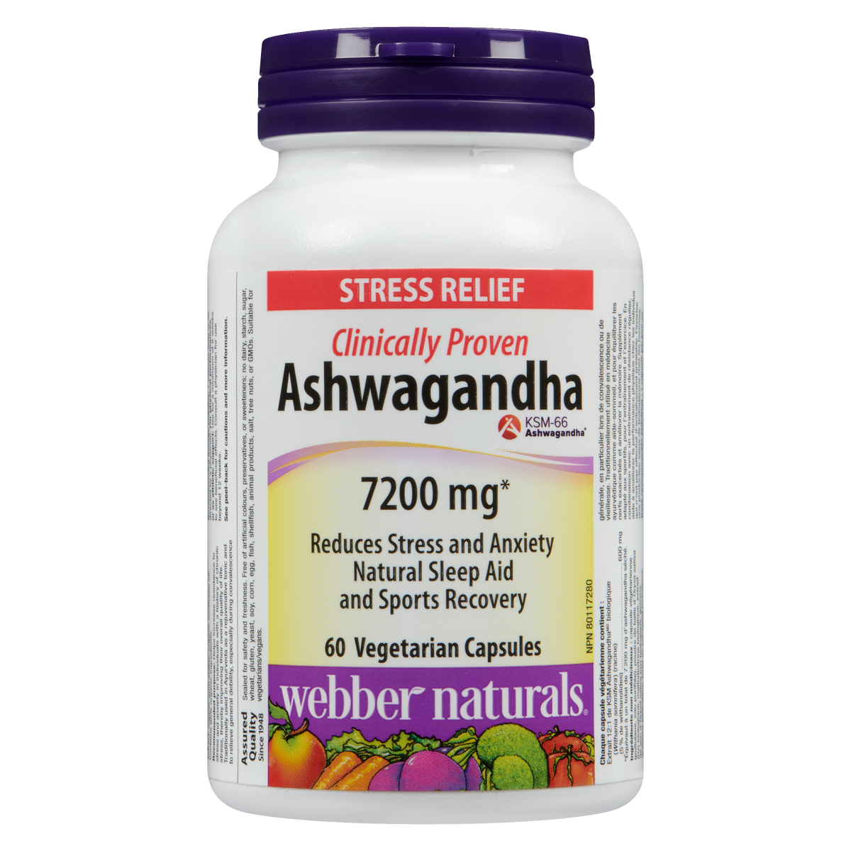 Webber Naturals Ashwagandha 7200 mg 60 Vegetarian Capsules ...