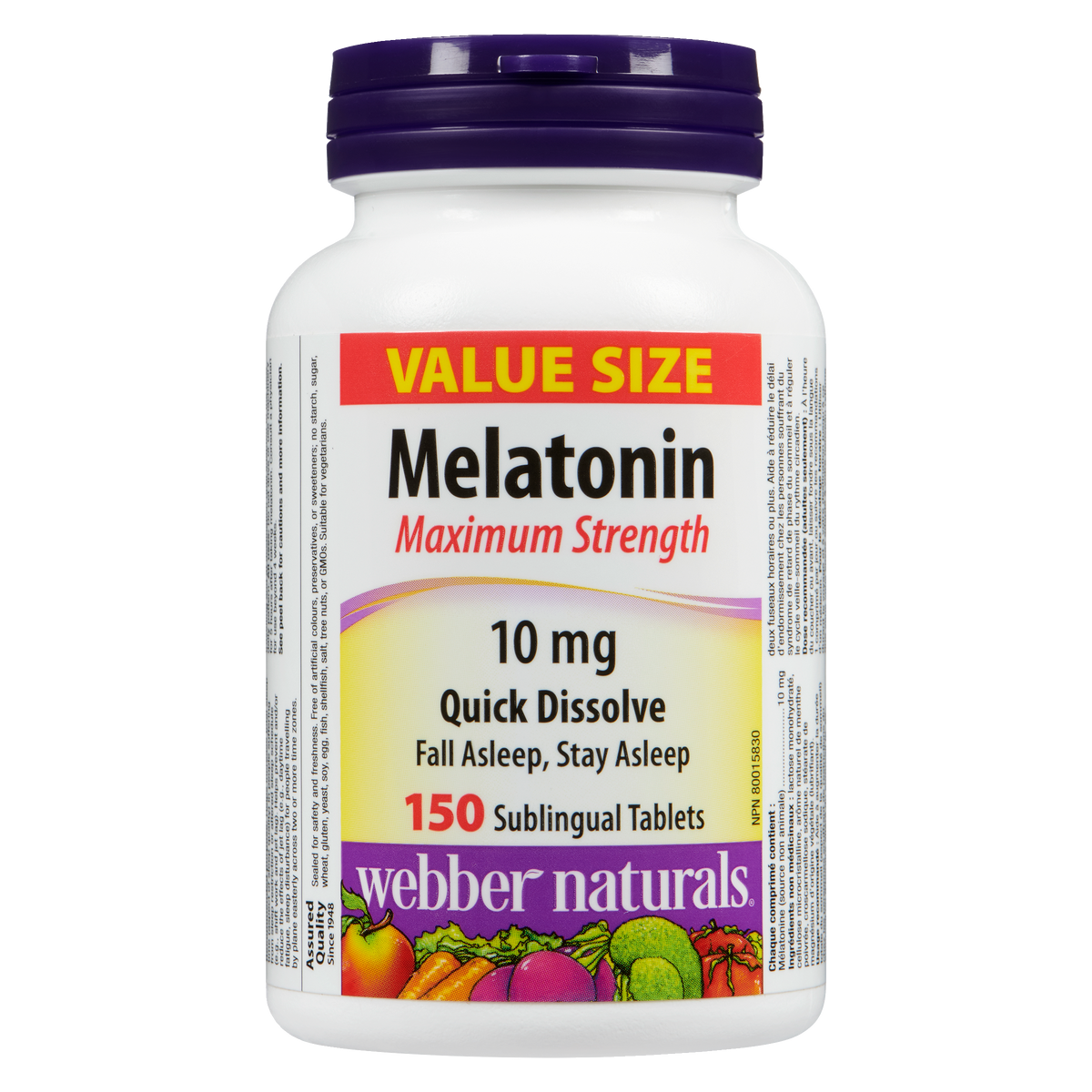 Webber Naturals Melatonin Maximum Strength 10 mg Value Size 150 Sublin ...