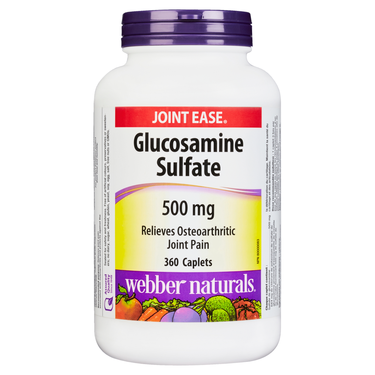 Webber Naturals Joint Ease Glucosamine Sulfate 500 mg 360 Caplets ...