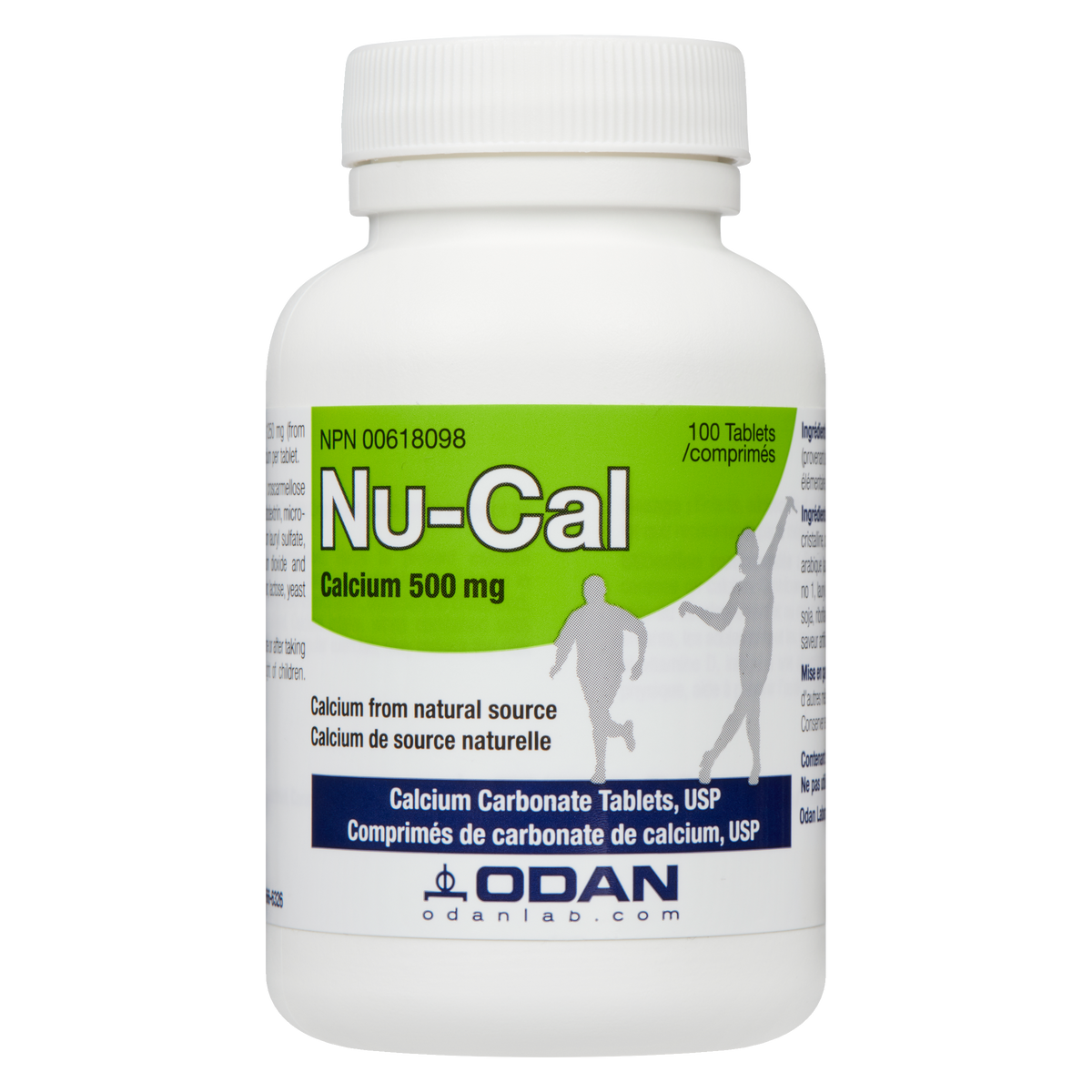 Odan Nu-Cal Calcium Carbonate Tablets, USP Calcium 500 mg 100 Tablets ...