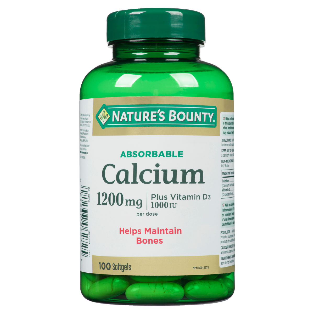 Nature's Bounty Absorbable Calcium 1200 mg Plus Vitamin D3 1000 IU per ...