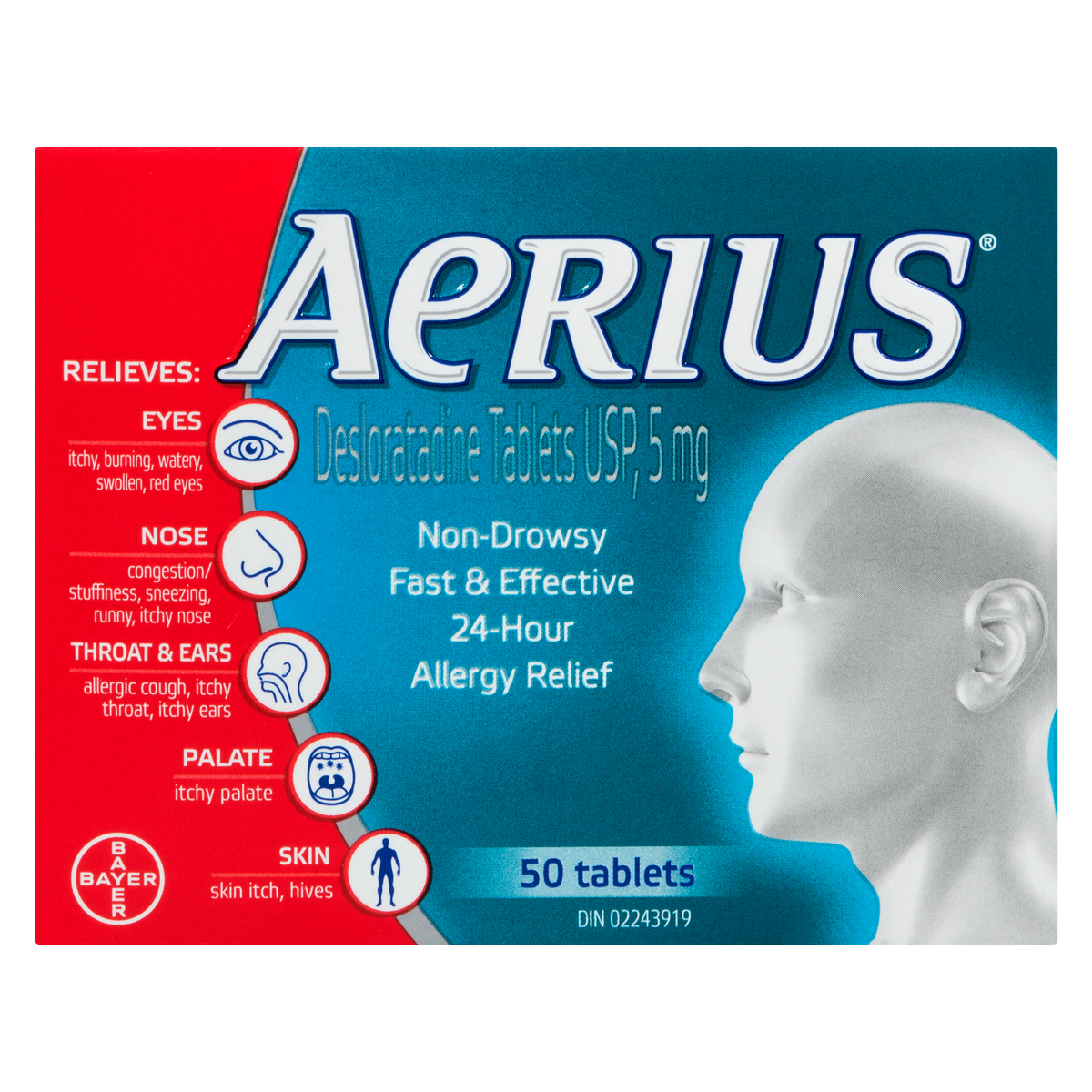 Aerius Desloratadine Tablets USP, 5 mg 50 Tablets — GreenShield ...