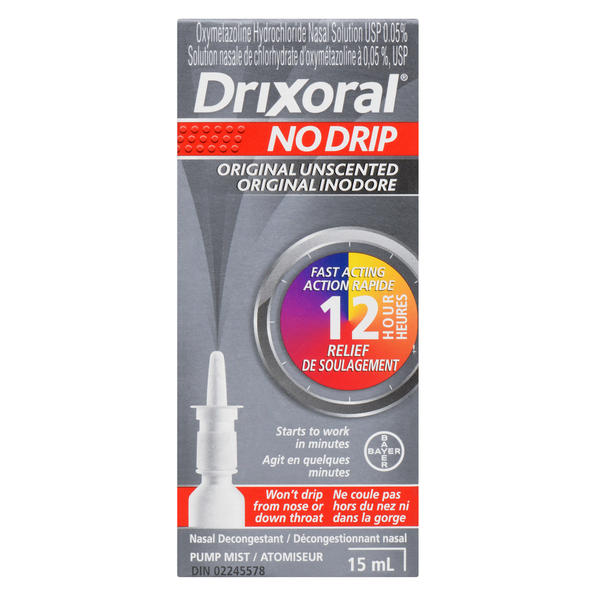 Drixoral No Drip Nasal Decongestant Original Unscented 15 ml ...