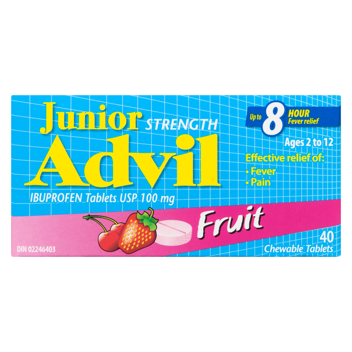 Advil Junior Strength Ibuprofen Tablets USP 100 mg Fruit Ages 2 to 12 ...