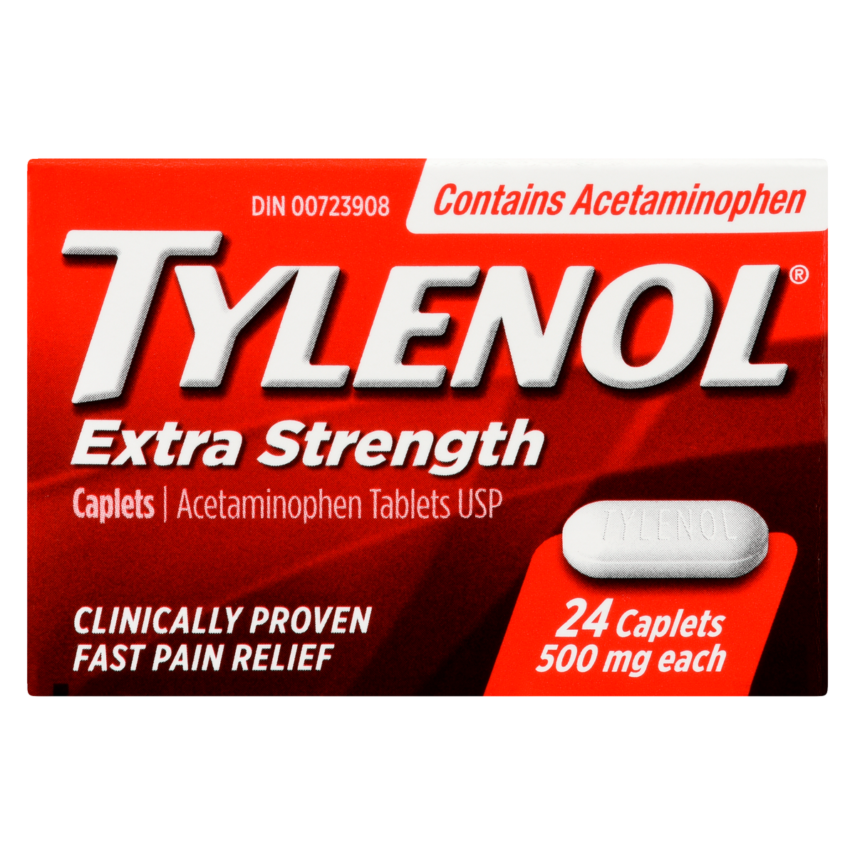 Tylenol Acetaminophen Tablets USP Extra Strength 500 mg Each 24 Caplet ...