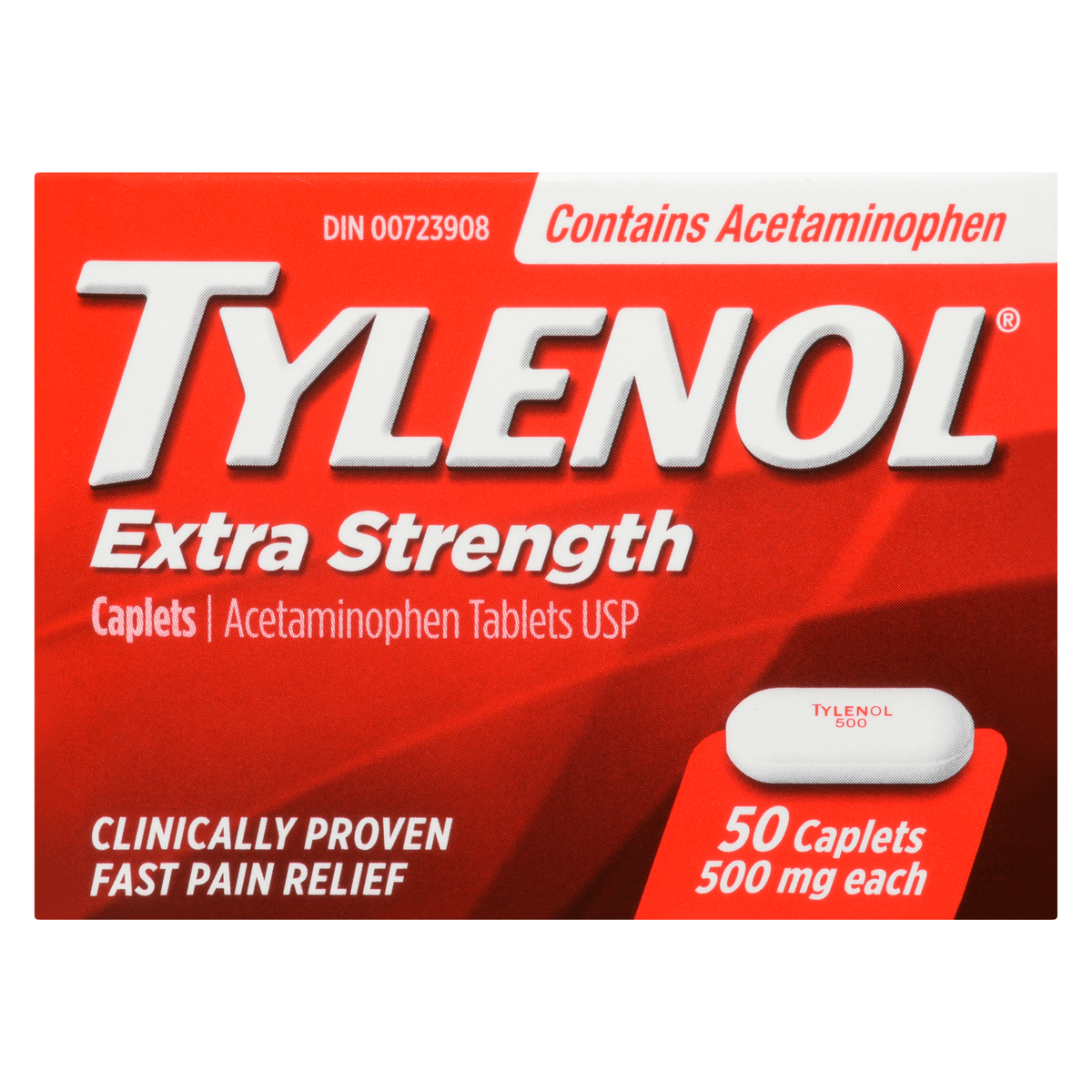 Tylenol Acetaminophen Tablets USP Extra Strength 500 mg Each 50 Caplet ...