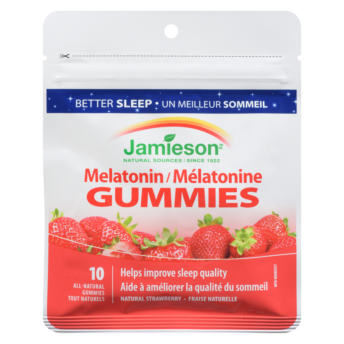 Jamieson Melatonin Gummies Natural Strawberry 10 All-Natural Gummies ...
