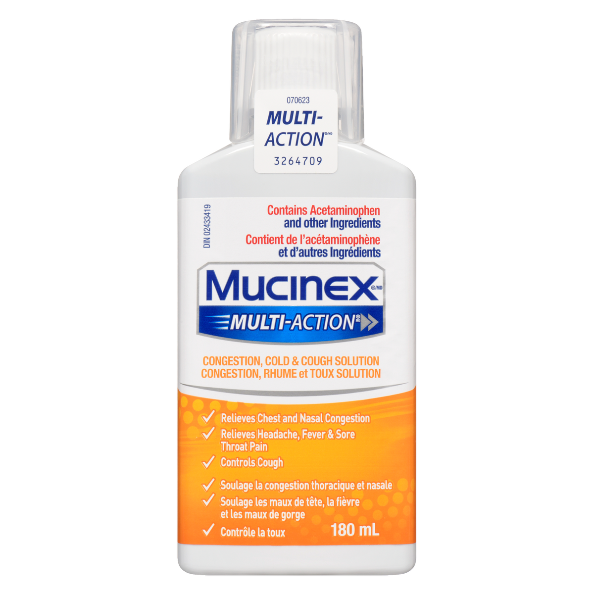 Mucinex Multi-Action Congestion, Cold & Cough Solution 180 ml ...