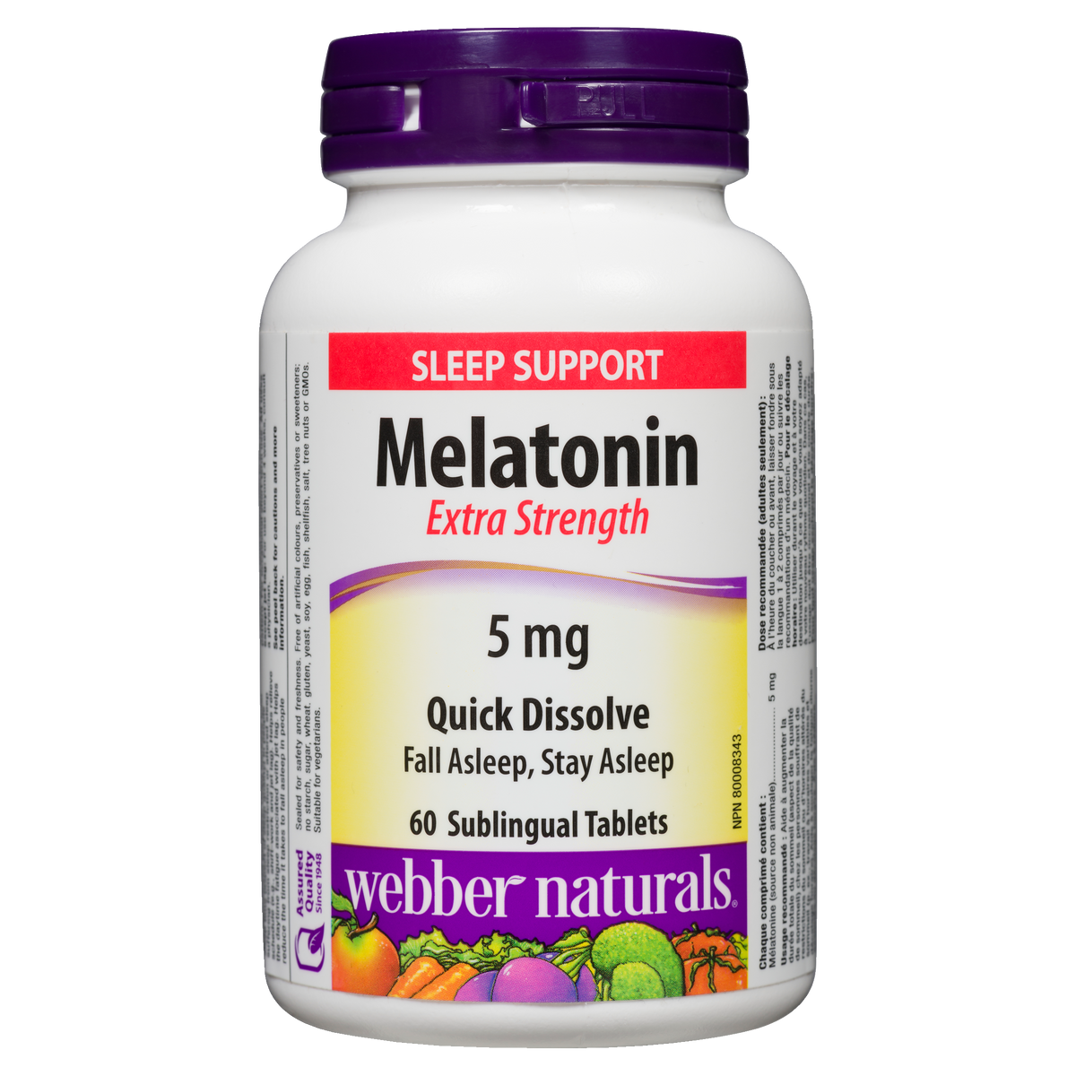 Webber Naturals Sleep Support Melatonin 5 mg 60 Sublingual Tablets ...