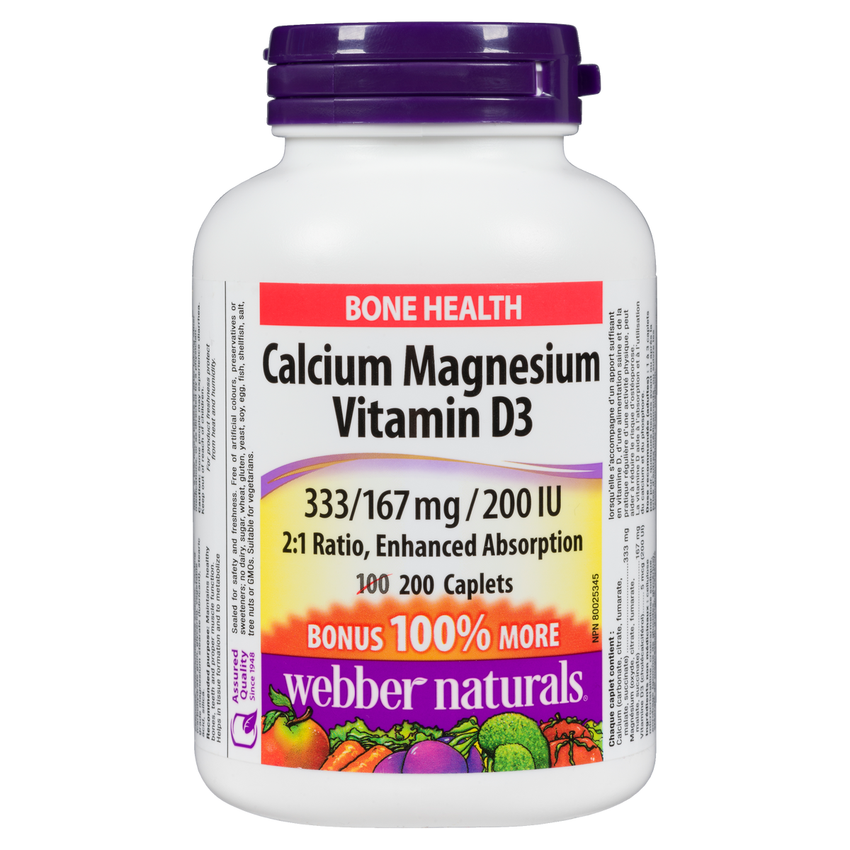 Webber Naturals Calcium Magnesium Vitamin D3 333/167 mg/200 IU x 200 C ...
