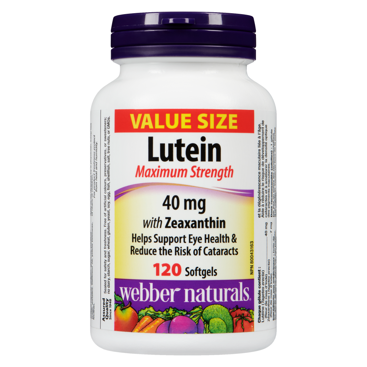 Webber Naturals Lutein Maximum Strength 40 mg Value Size 120 Softgels ...