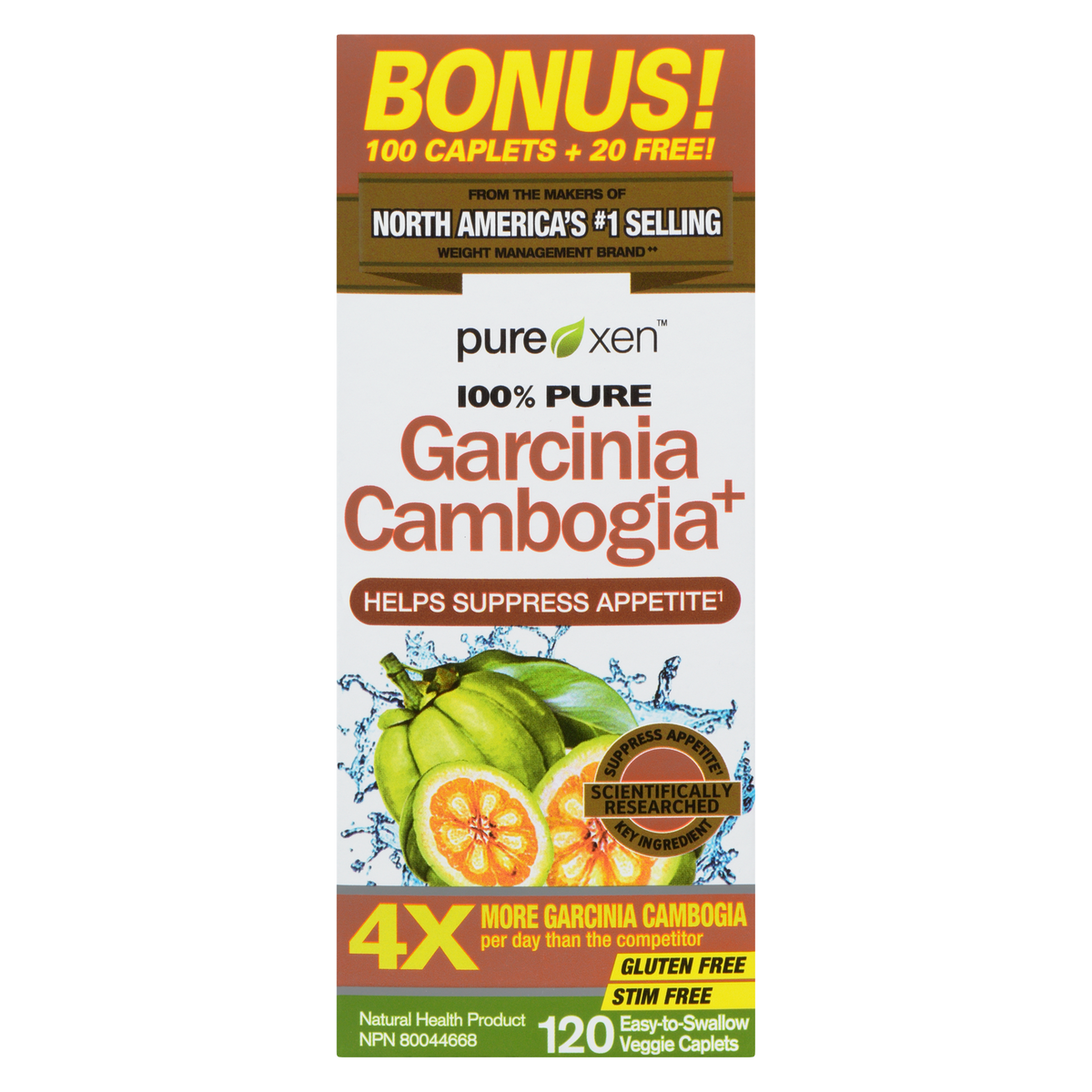 PureXen 100% Pure Garcinia Cambogia+ 120 Easy-to-Swallow Veggie Caplet ...