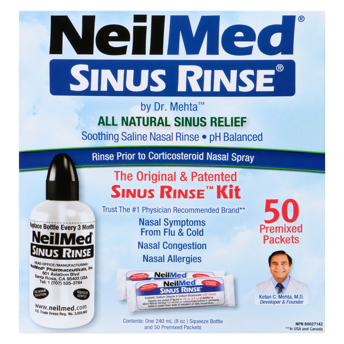 NeilMed Sinus Rinse Kit 50 Premixed Packets — GreenShield Pharmacy ...