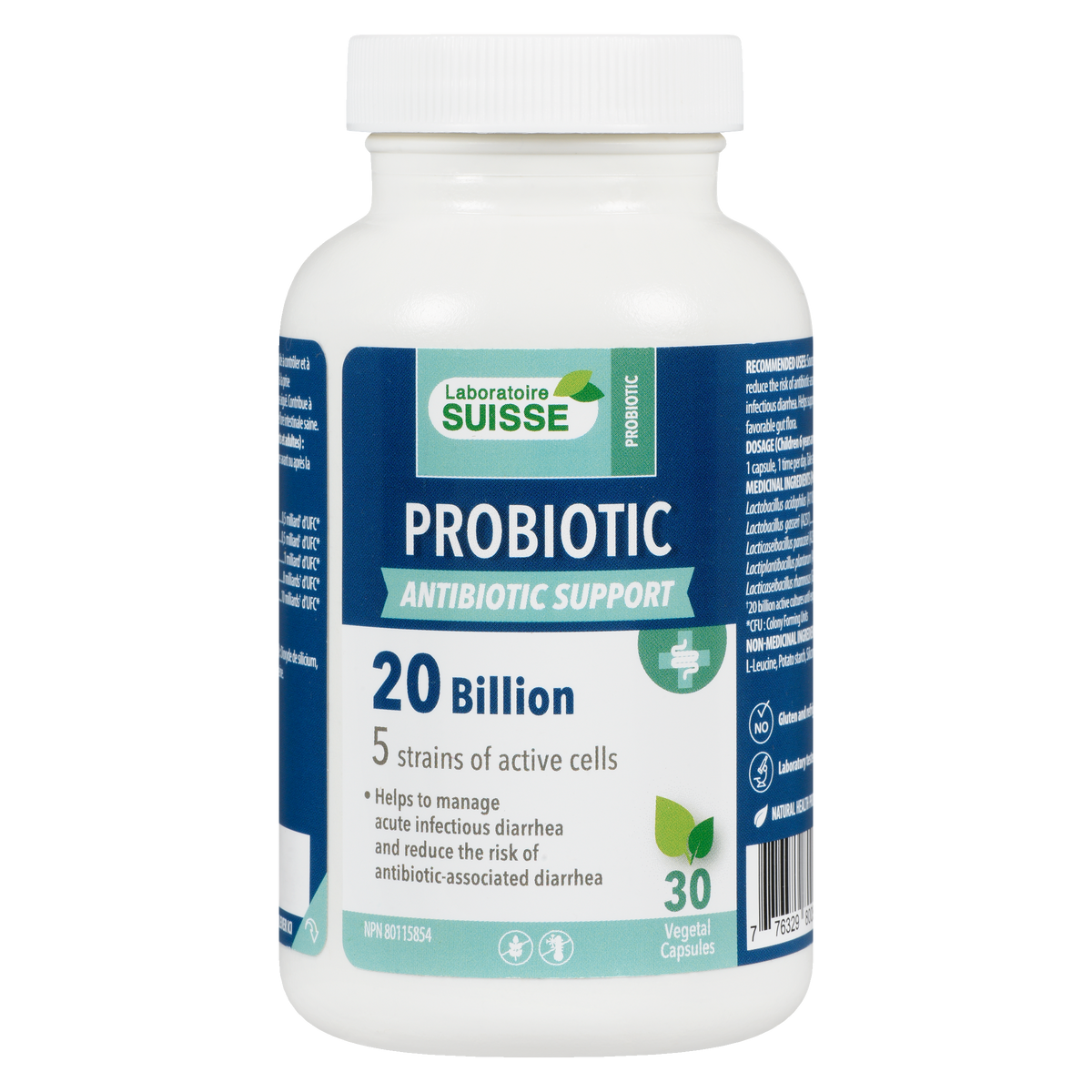 Laboratoire Suisse Probiotic Antibiotic Support 20 Billion 30 Vegetal — GreenShield Pharmacy ...