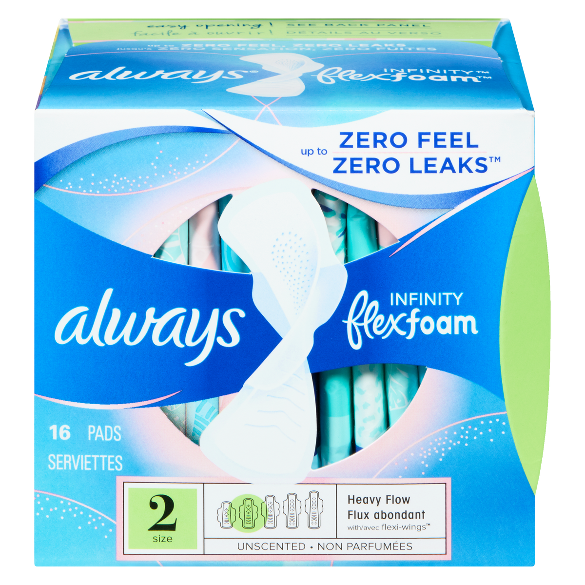Always Infinity Size 2 Heavy Flow Pad with Wings - Unscented ...