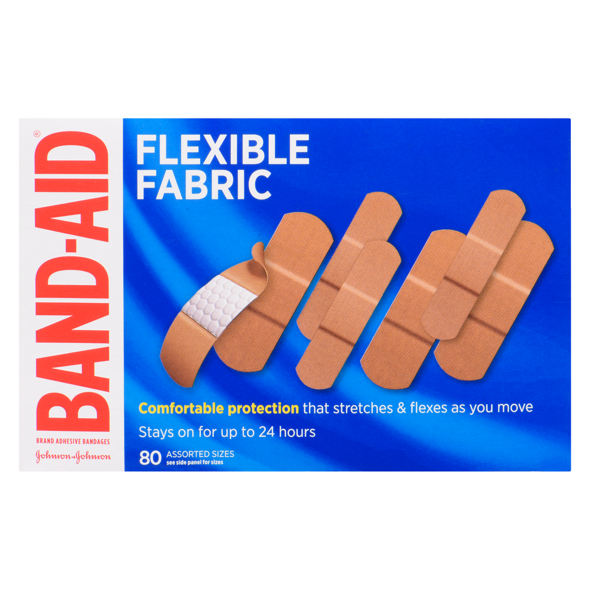 Band-Aid Brand Adhesive Bandages Flexible Fabric 80 Assorted Sizes ...