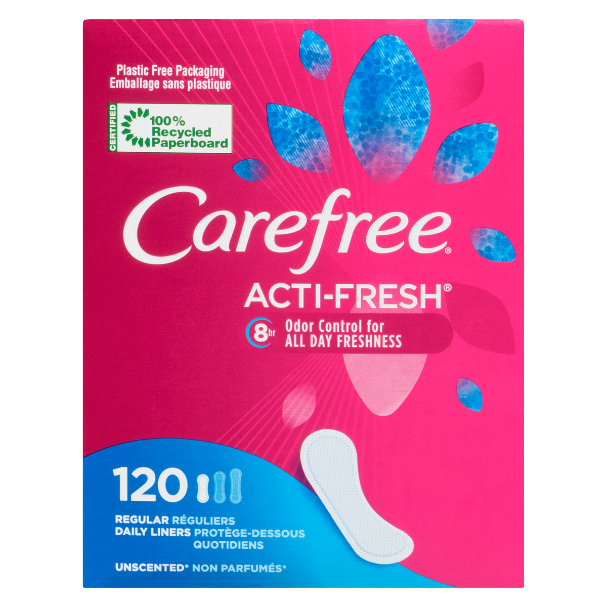 Carefree Acti-Fresh Unscented 120 Regular Daily Liners — GreenShield ...