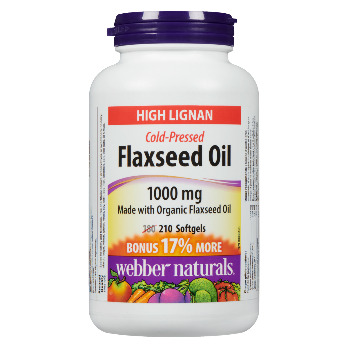 Webber Naturals Flaxseed Oil Cold-Pressed 1000 mg 210 Softgels ...
