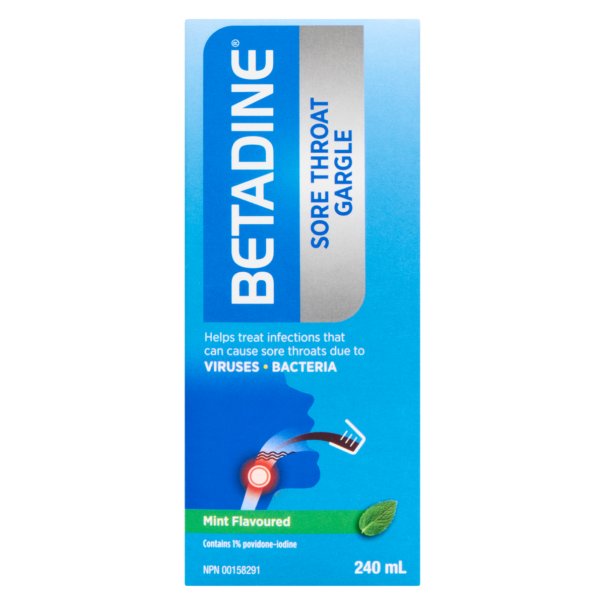 Betadine Sore Throat Gargle Mint Flavoured 240 ml — GreenShield ...