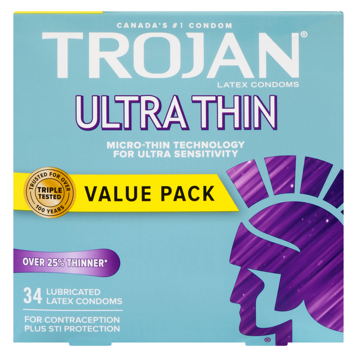 Trojan Ultra Thin Value Pack 34 Lubricated Latex Condoms — GreenShield ...