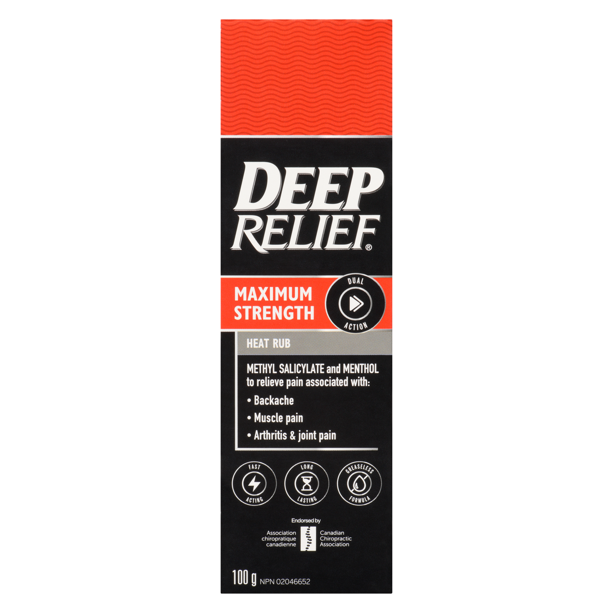 Deep Relief Dual Action Heat Rub Maximum Strength 100 g — GreenShield ...