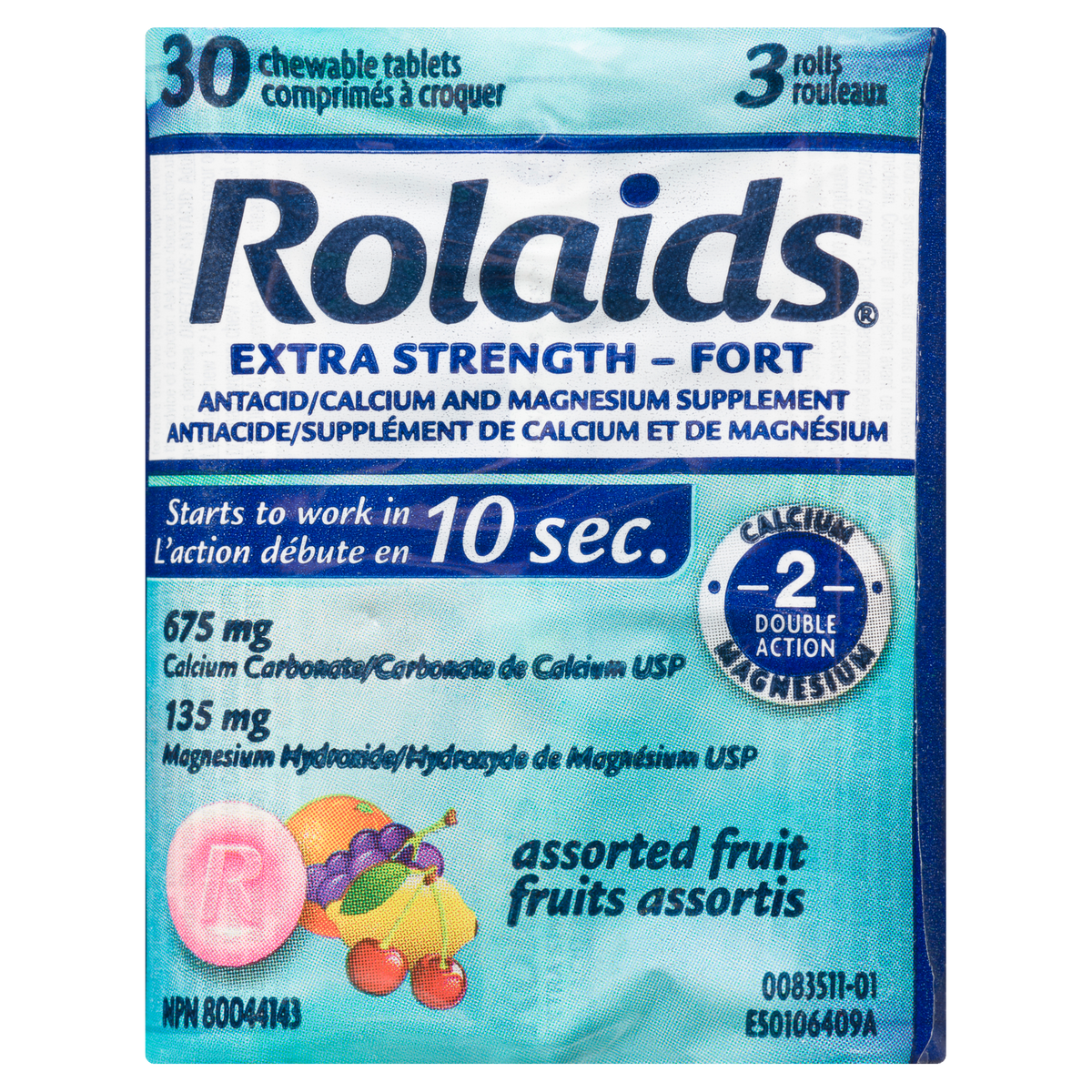 Rolaids Extra Strength Antacid/Calcium and Magnesium Supplement 30 Che ...