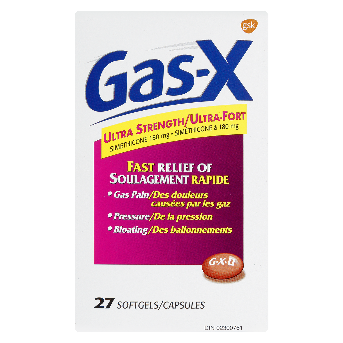 Gas-X Simethicone 180 mg Ultra Strength 27 Softgels — GreenShield ...