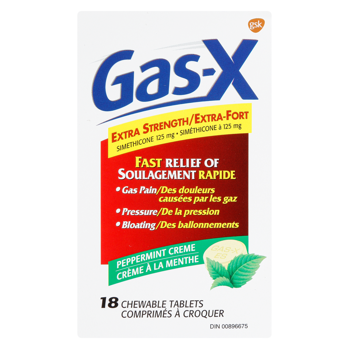 Gas-X Simethicone 125 mg Extra Strength Peppermint Creme 18 Chewable T ...