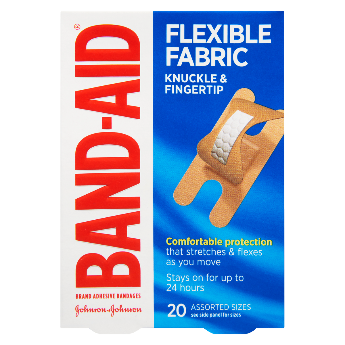 Band-Aid Brand Adhesive Bandages Flexible Fabric 20 Assorted Sizes ...
