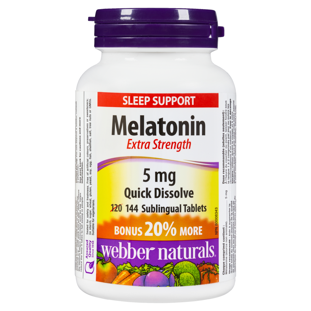 Webber Naturals Sleep Support Melatonin Extra Strength 5 mg 144 Sublin ...