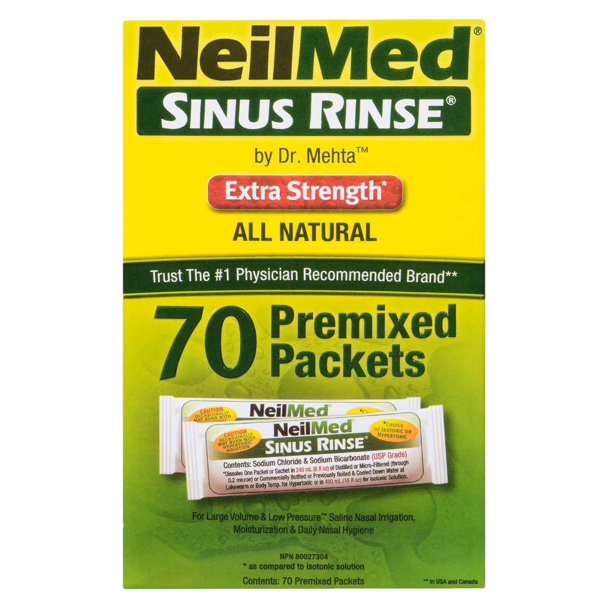 NeilMed Sinus Rinse Extra Strength 70 Premixed Packets — GreenShield ...