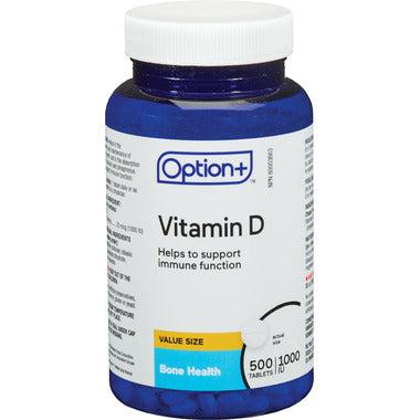 Option+ Vitamin D 1000 IU 500 tablets — GreenShield Pharmacy Health Store